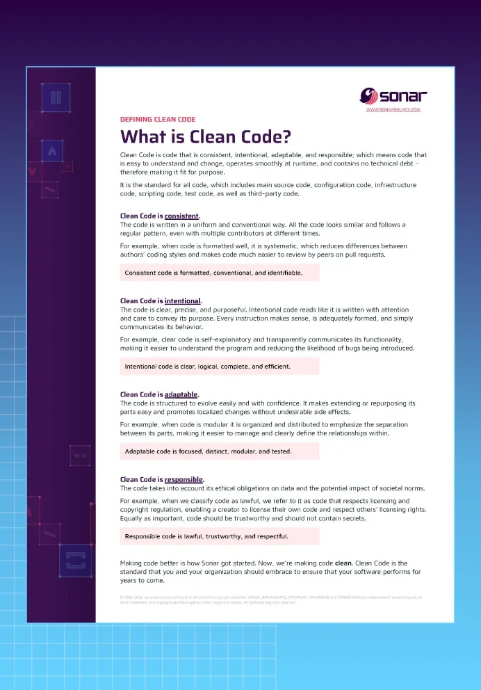 Resources | Solution Briefs | What is Clean Code? | Sonar